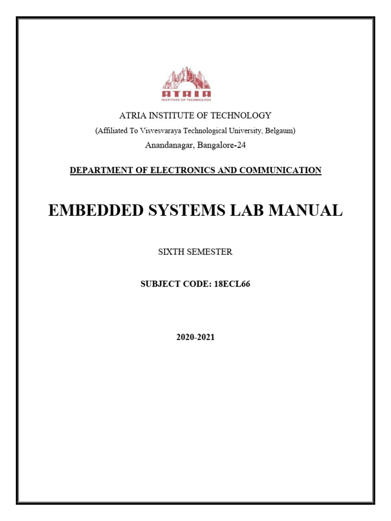 Embedded Systems Lab Manual: Atria Institute of Technology Anandanagar, Bangalore-24 | PDF ...