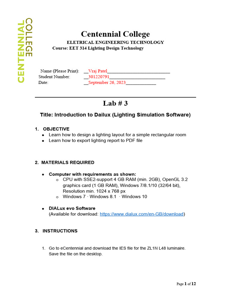 Lab 3 Introduction To Dialux | PDF | Icon (Computing) | Lighting