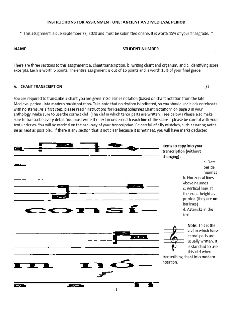 1 Medieval Assignment | PDF | Gregorian Chant | Musical Notation