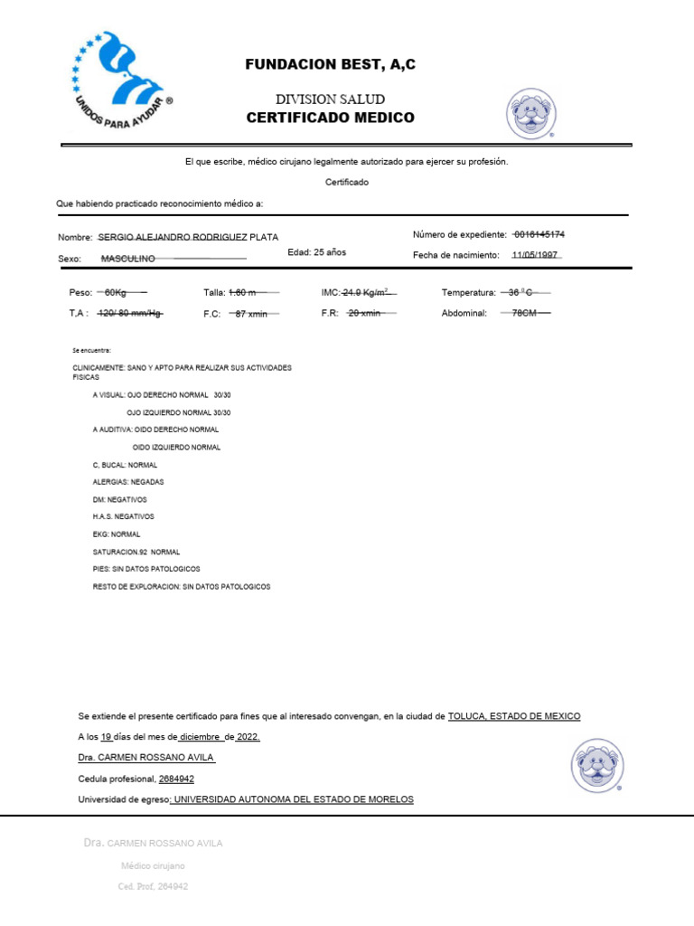 Certificado Medico Similares | PDF
