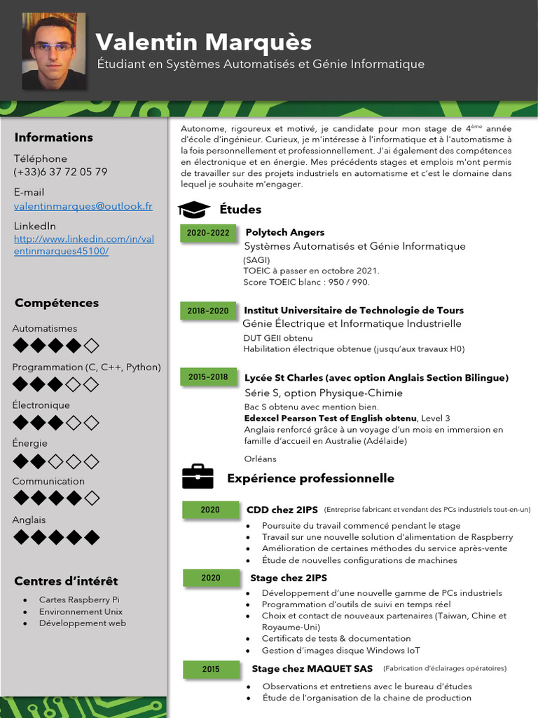 CV Stage 4A v1 | PDF | Informatique | Informatique