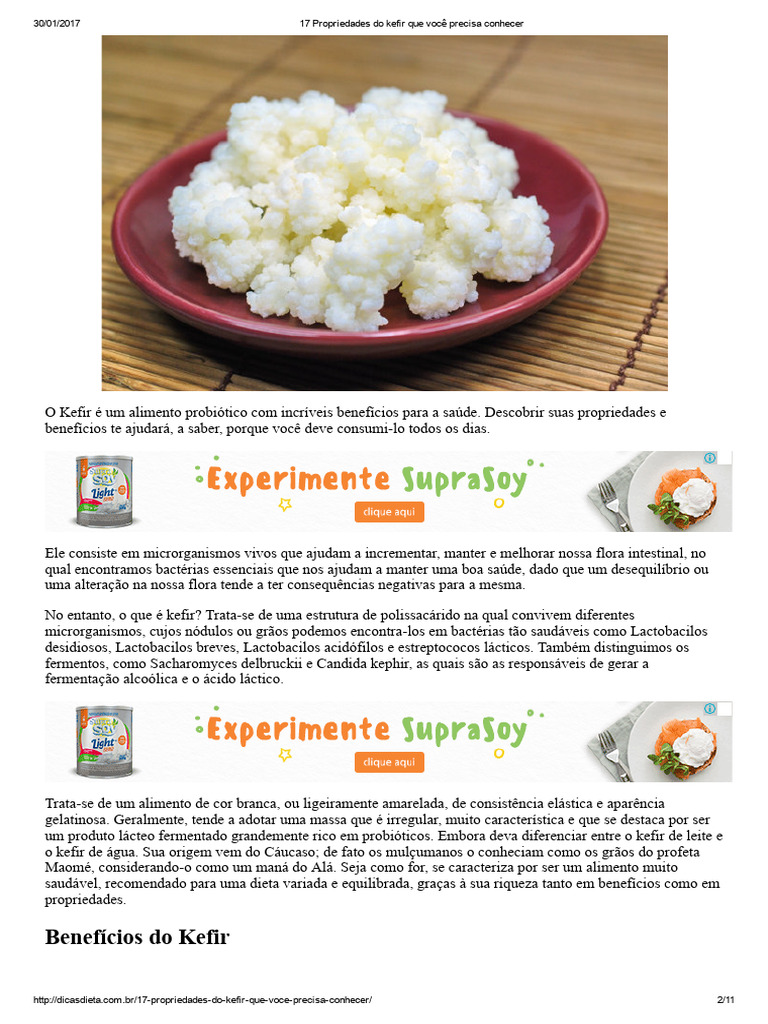 kefir - 17 Propriedades que você precisa conhecer | PDF | Câncer ...