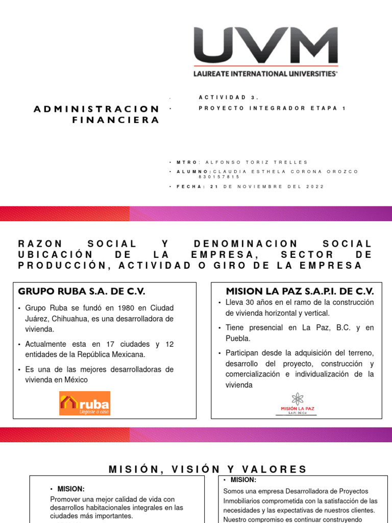 A3 Proy Integrador 1 Admon Fin | PDF | Business | Economias