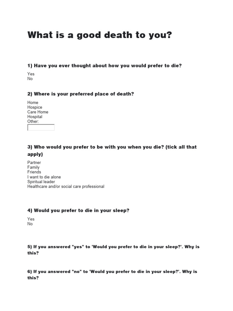 Defining Your Good Death Preferences | PDF