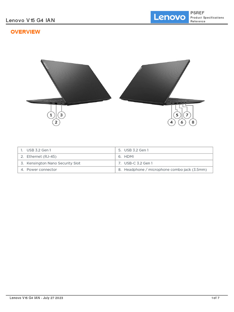 Lenovo V15 G4 IAN Spec | PDF | Computer Science | Electronics