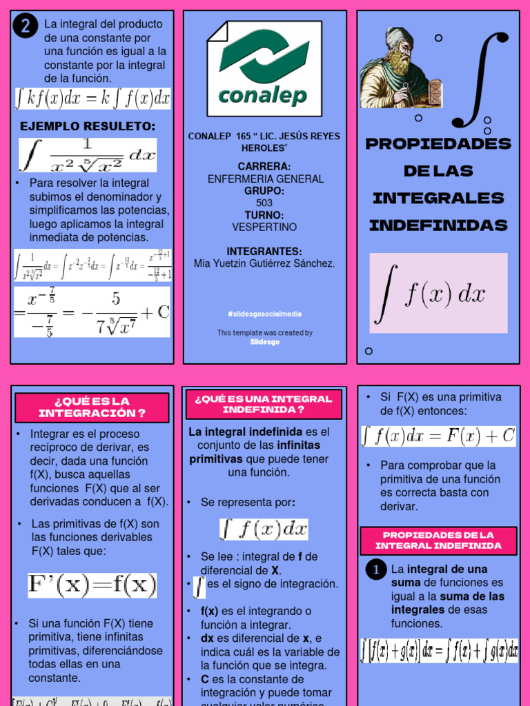 Triptico Integral Indefinida | Descargar gratis PDF | Integral | Función (Matemáticas)