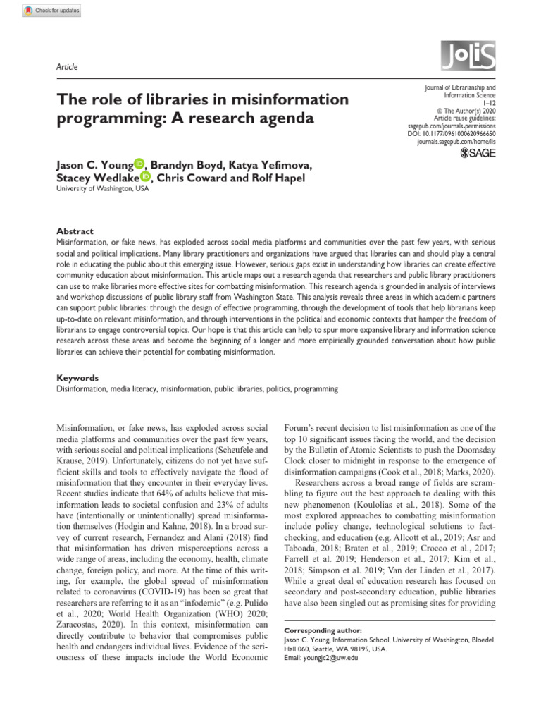 Role of Libraries.2020 | Download Free PDF | Information Literacy ... Role of Libraries.2020 | Download Free PDF | Information Literacy ...