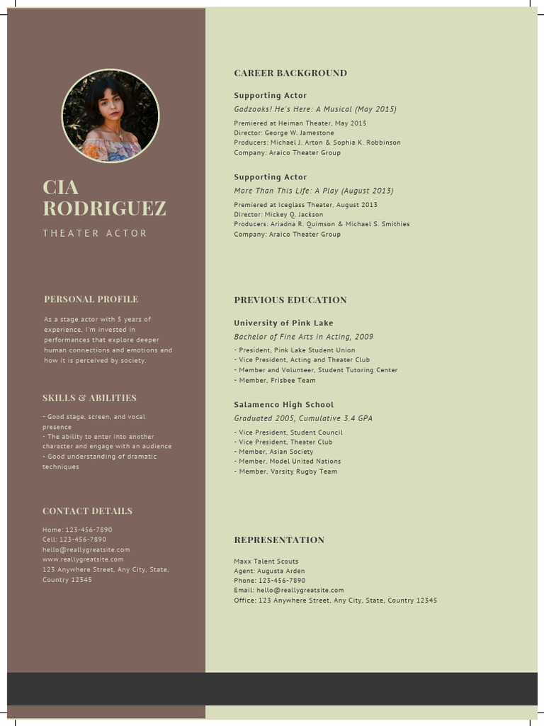 Brown Header Theatre Resume | PDF | Theatre