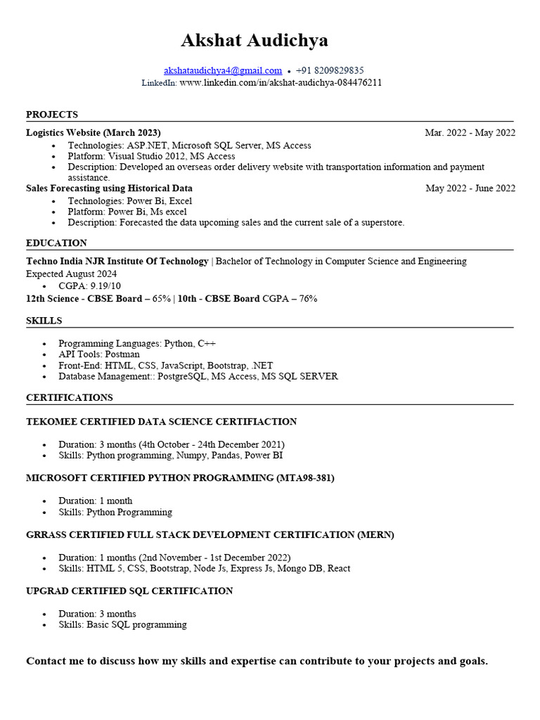 Akshat Resume Pdf 