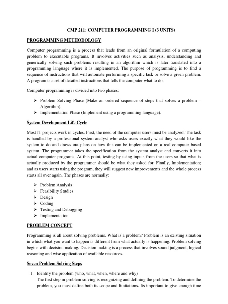 CMP 211 - Computer Programming | PDF | Computer Programming | Algorithms