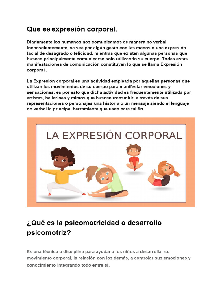 Que Es Expresión Corporal | PDF | Comunicación no verbal | Cognición
