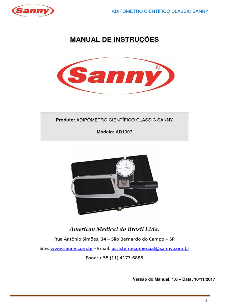 Manual do Adipômetro Científico Sanny | PDF | Science | Ambiente natural