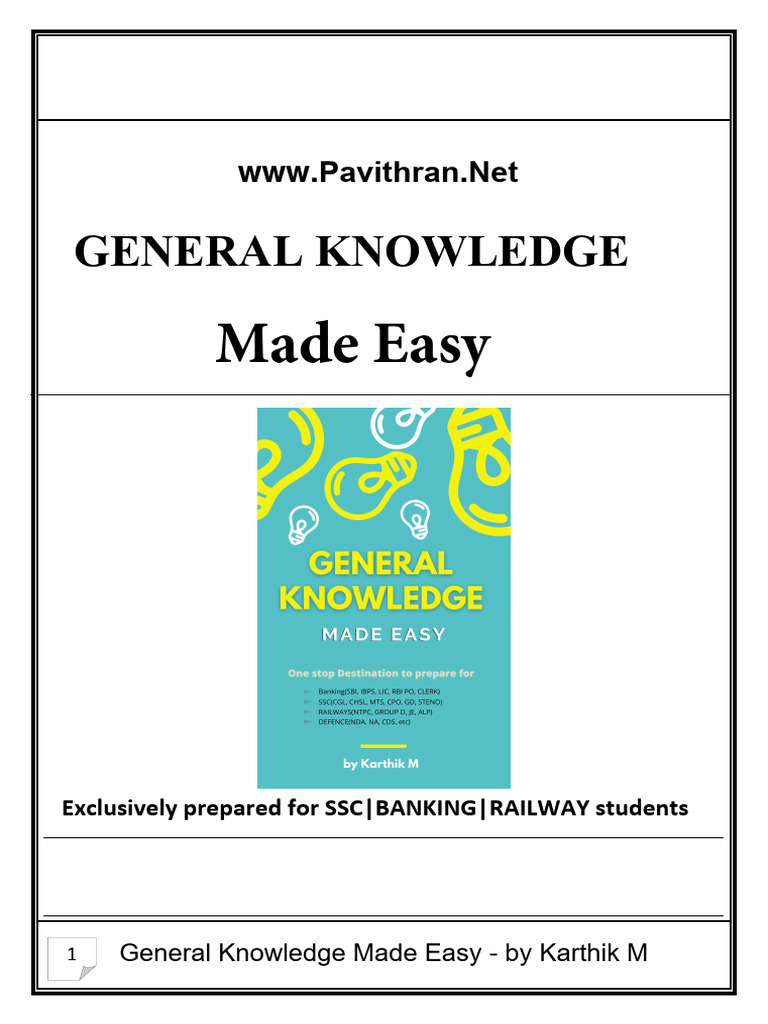 General Knowledge Made Easy Guide | PDF | Tamil Nadu | Delhi