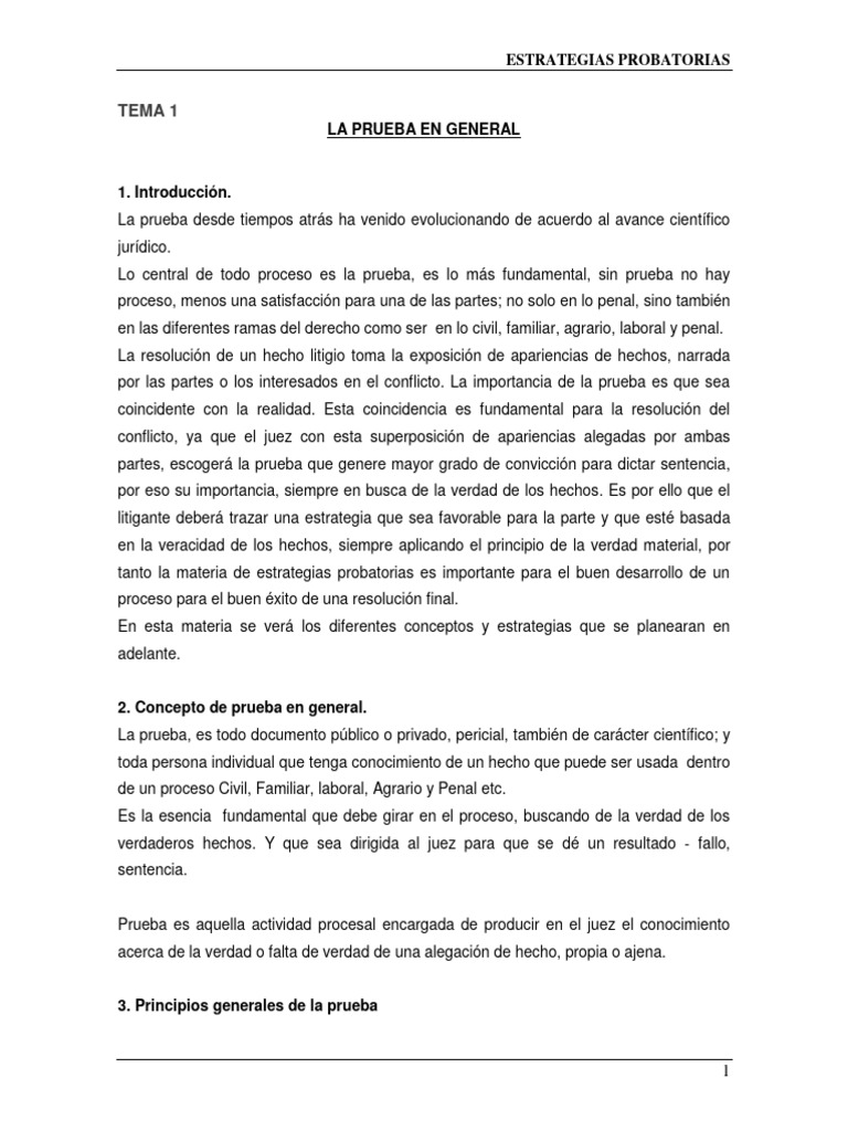 La Prueba en General | PDF | Evidencia (ley) | Ley procesal