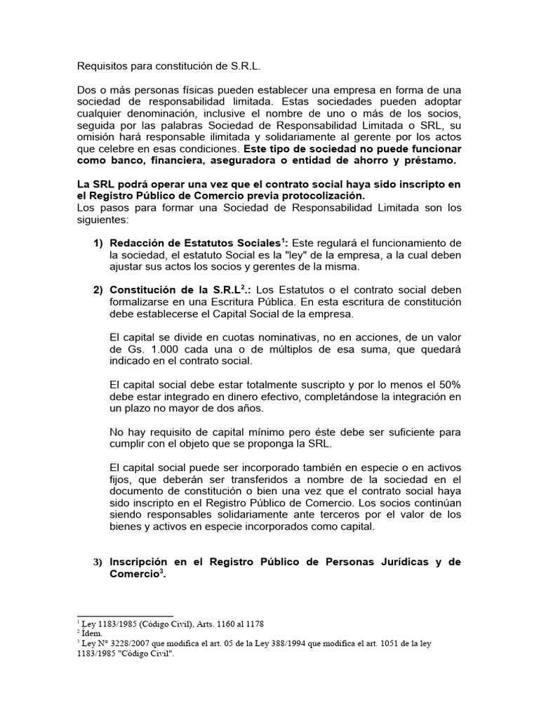 Requisitos para Constitución de SRL | PDF | Economias | Justicia