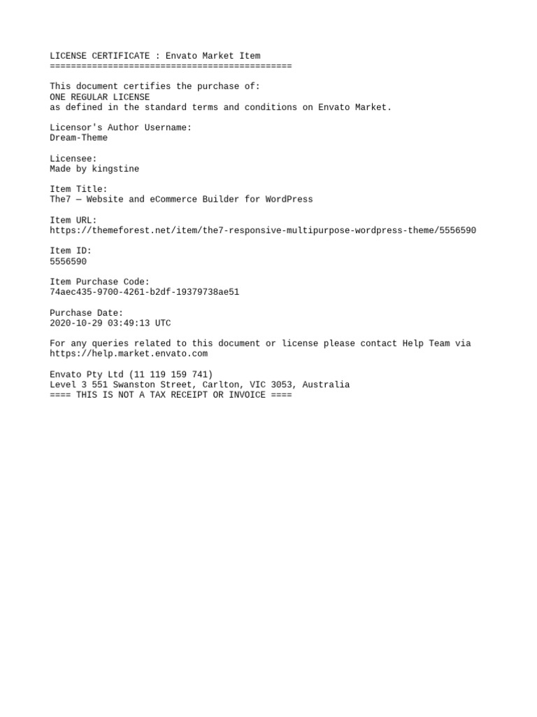 The7 Responsive Multipurpose Wordpress Theme License | PDF
