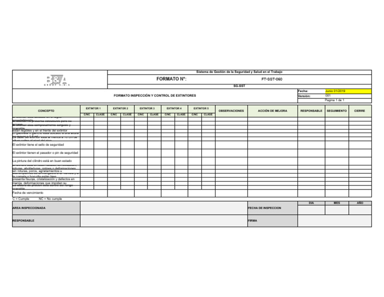 FT-SST-060 Formato I - C de Extintores | PDF