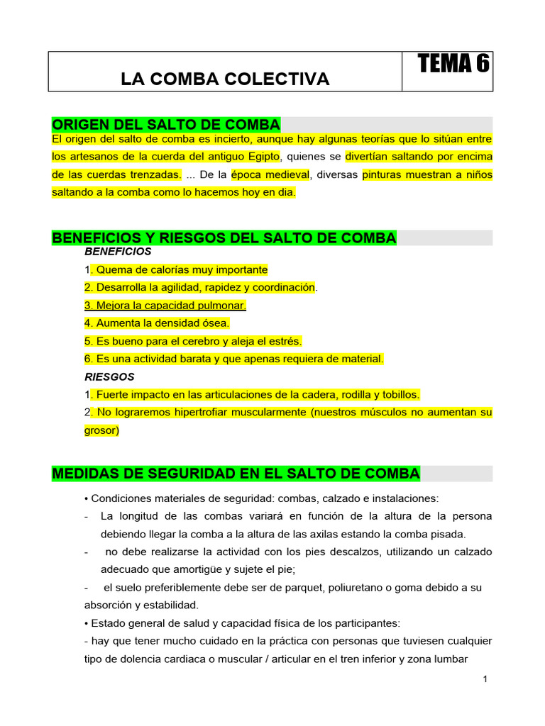 Beneficios y Seguridad del Salto de Comba | PDF