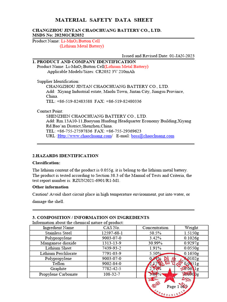 MATERIAL SAFETY DATA SHEET_MSDS1 | PDF | Dangerous Goods | Hazardous Waste