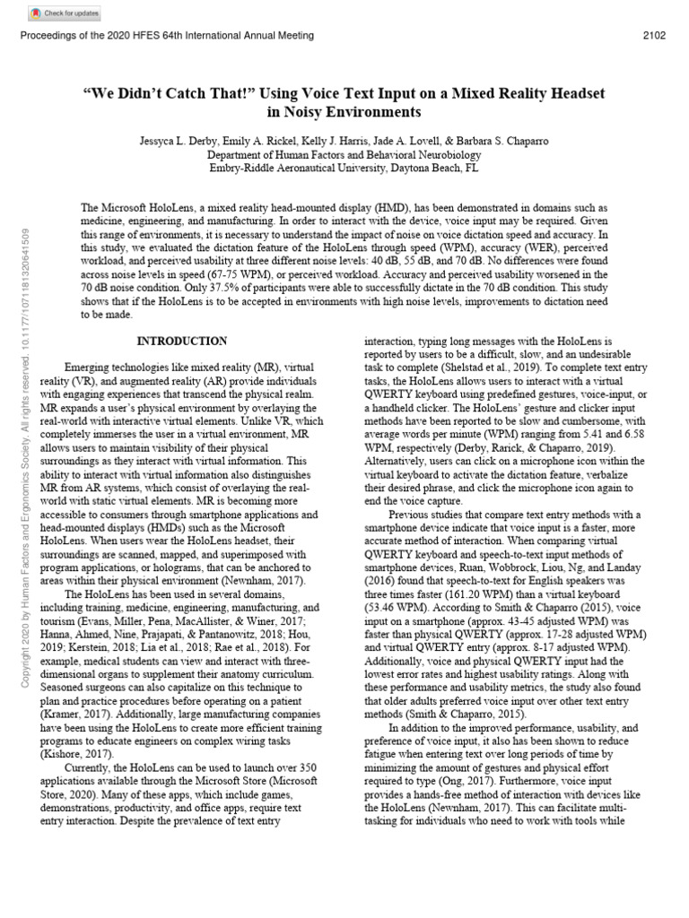 Derby Et Al 2021 We Didn T Catch That Using Voice Text Input On A Mixed Reality Headset in Noisy ...
