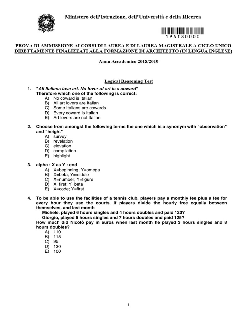 Compito Architettura 2018 en | PDF