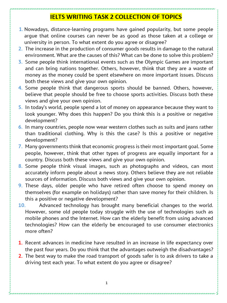 Collection of Ielts Writing Essay Topics 300 | PDF | Experience | Reason