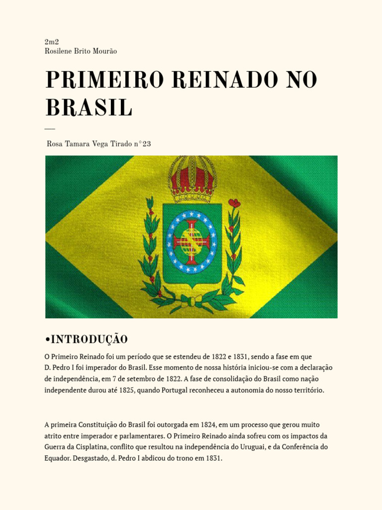 Resumo do Primeiro Reinado no Brasil | PDF | Brasil | Monarquia