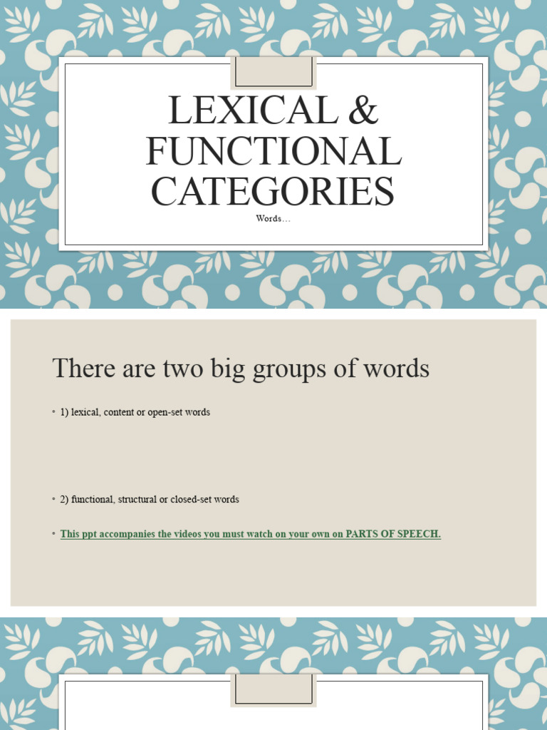 Linguistic Word Categories Guide | PDF | Word | Pronoun