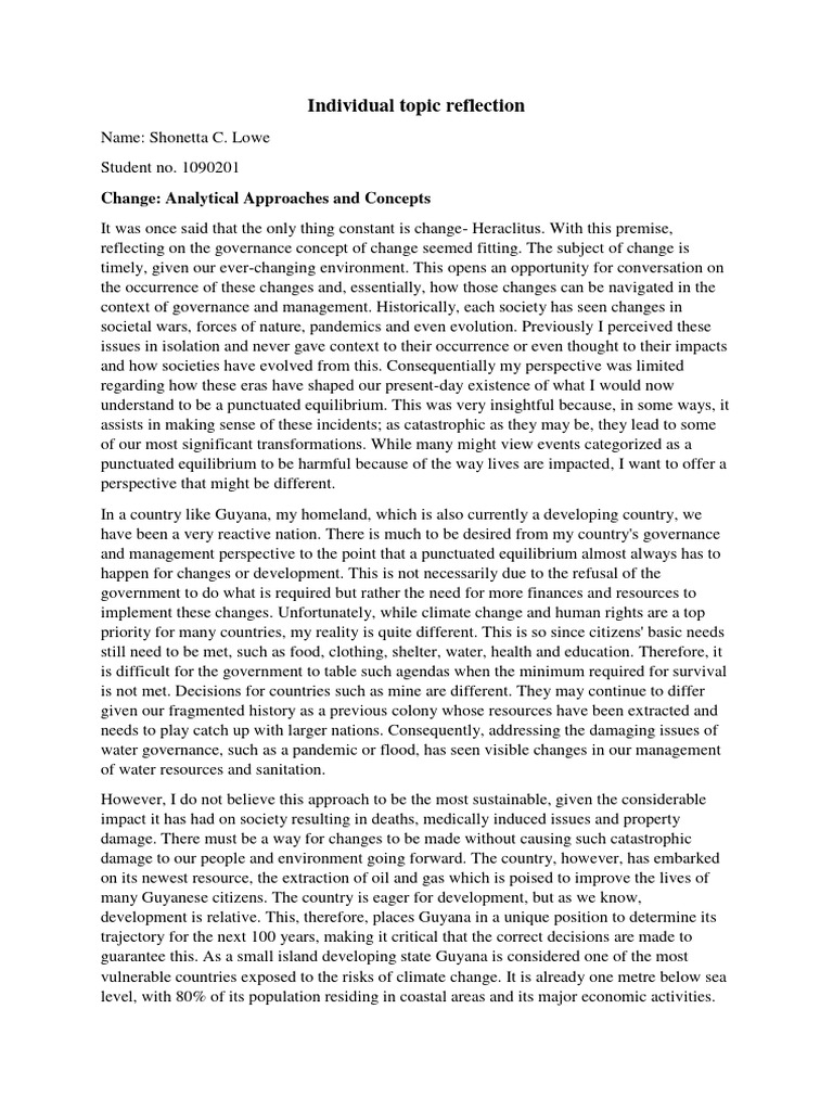 Individual Topic Reflection WGM Organizing Water - Edited | PDF ...