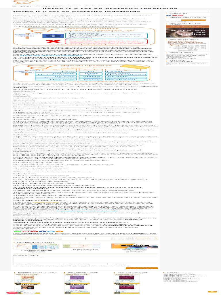 Verbo Ir y Ser en Pretérito Indefinido - How To Unlock Spanish | PDF ...