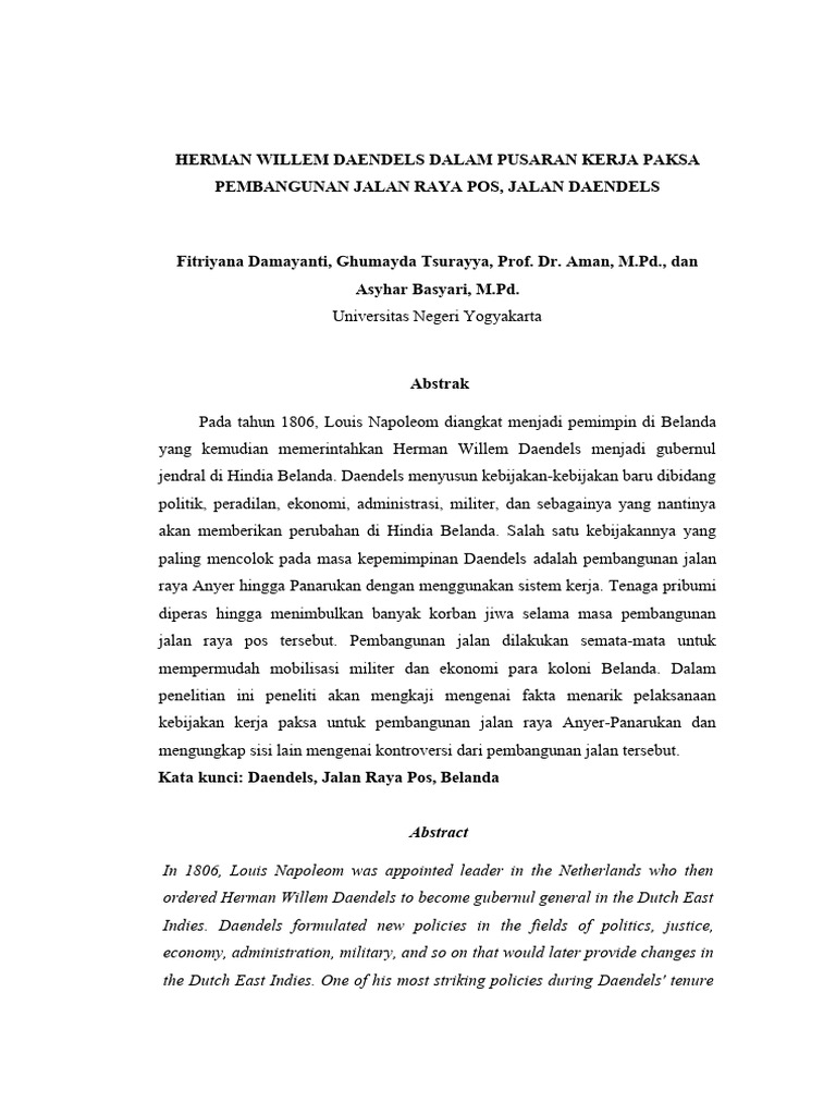 Herman Willem Daendels Dalam Pusaran Kerja Paksa Pembangunan Jalan Raya ...