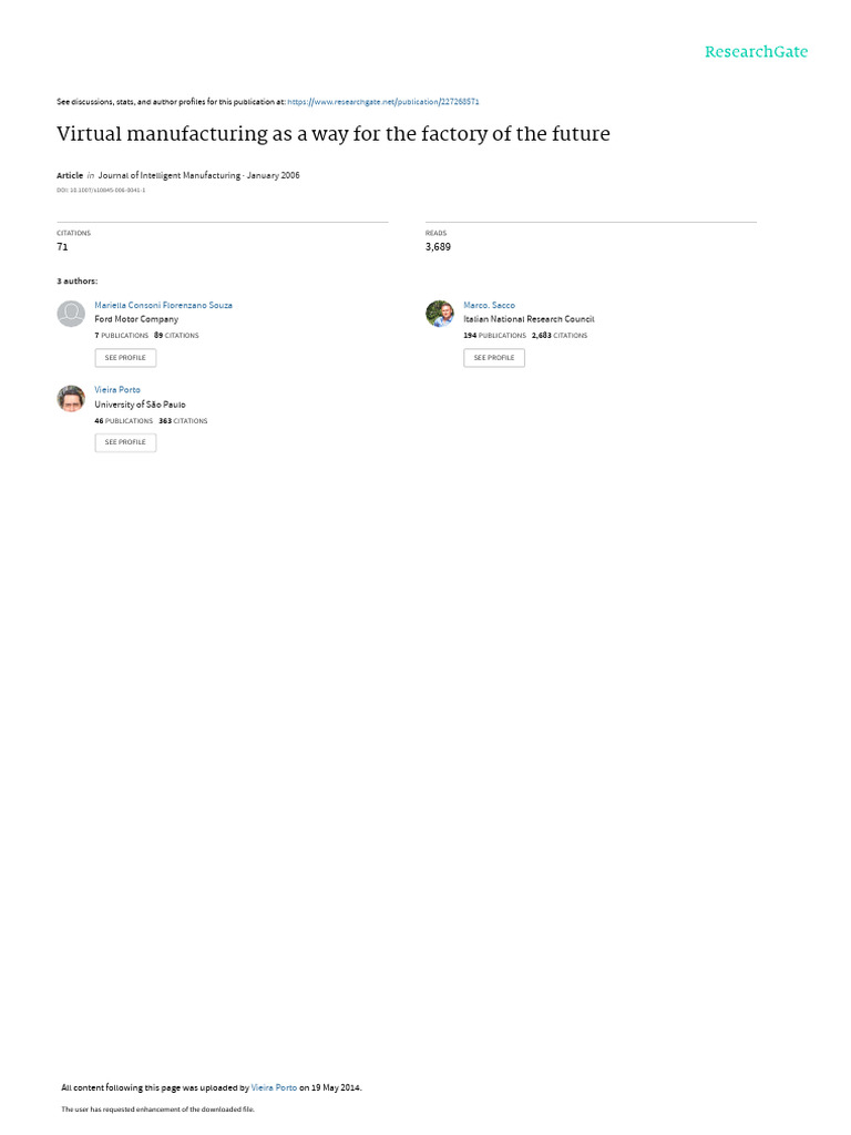 Virtual Manufacturing As A Way For The Factory of | PDF | Simulation ...