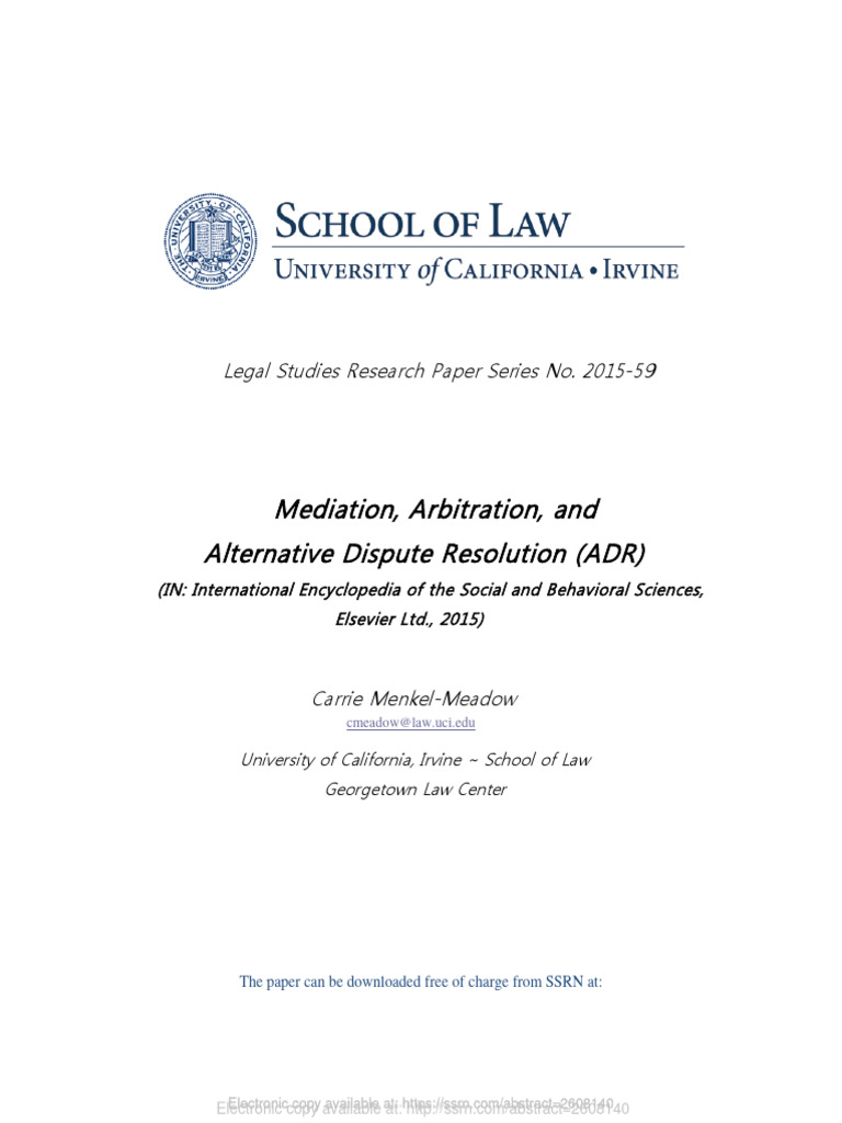 Understanding ADR: Mediation and Arbitration | PDF | Social Science