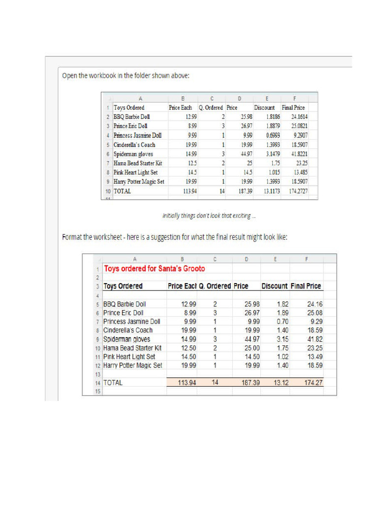 Excel Formating Table | PDF
