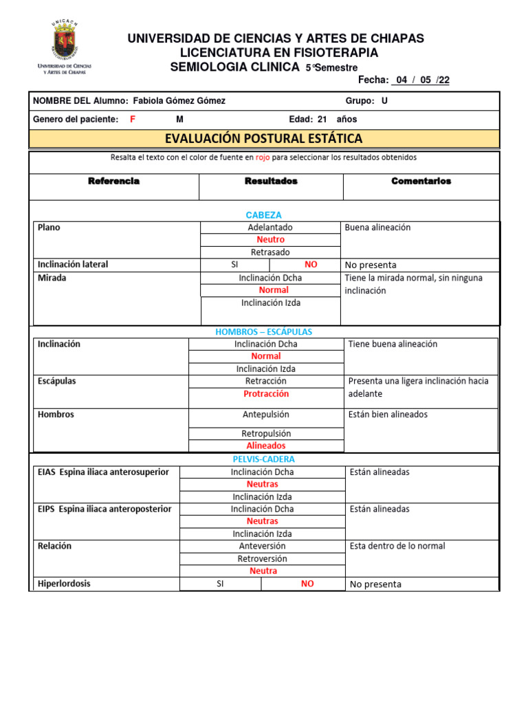 ANALISIS POSTURAL | PDF | Sistema musculoesquelético | Medicina CLINICA