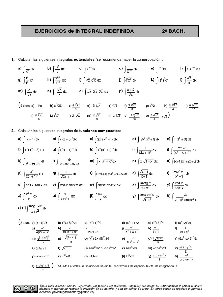 Ejercicios Integrales Definidas | PDF | Integral | Álgebra