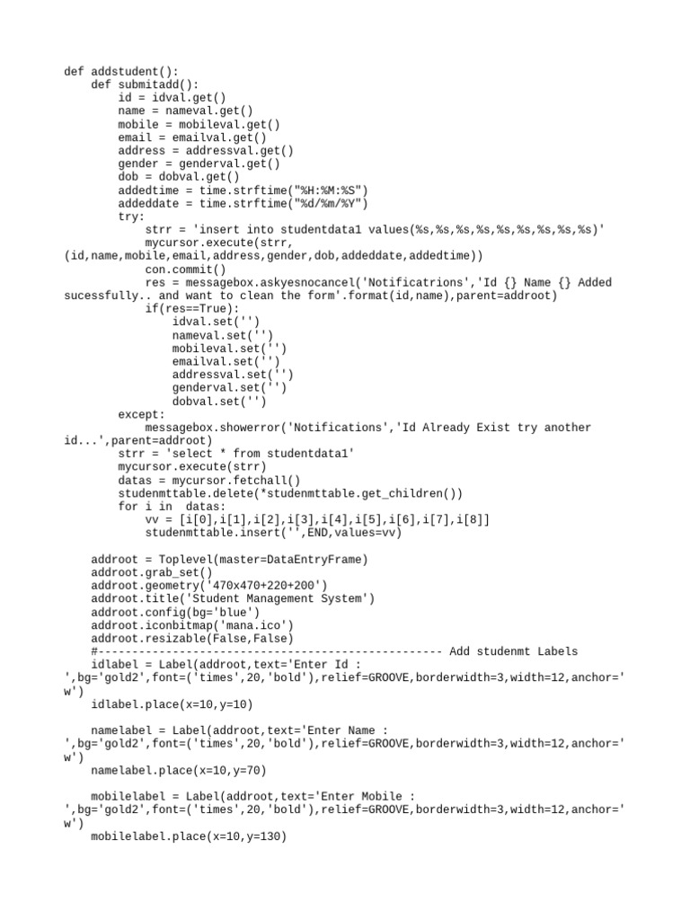 Student Management System Complete | PDF | Information Science ...