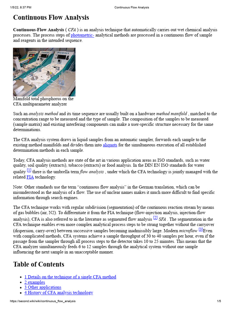 Continuous Flow Analysis | PDF | Chemistry | Physical Sciences