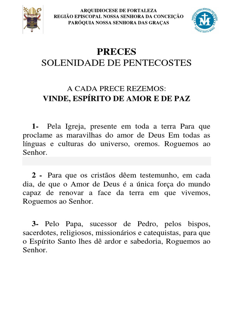 PRECES | PDF | Oração | Igreja católica