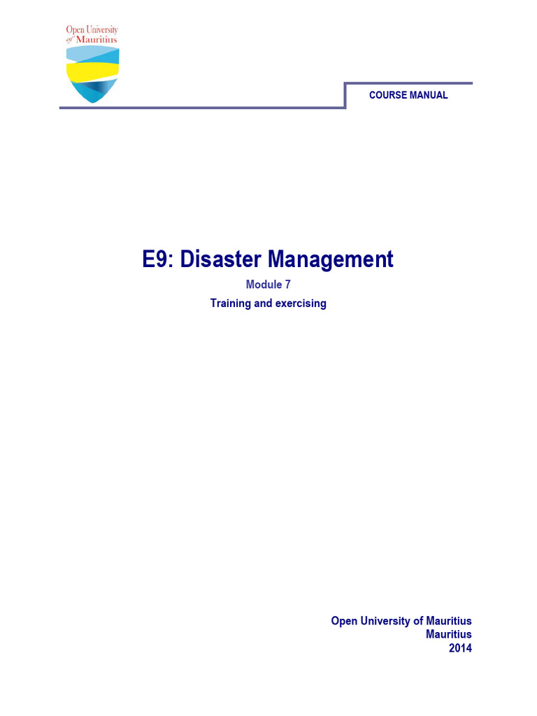 E9: Disaster Management: Training and Exercising | PDF | Emergency ...