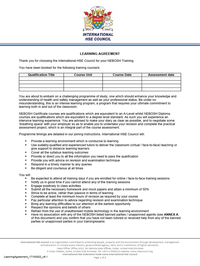 Learning Agreement v9.1 17102022 FNL-3 | PDF | Cognition