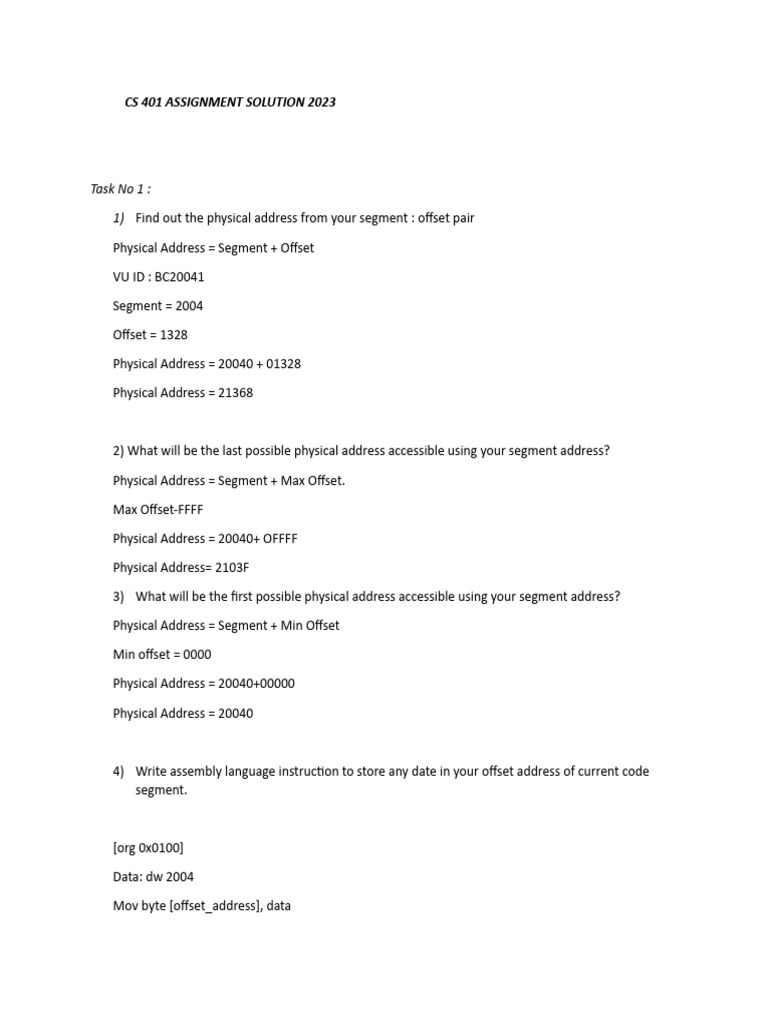 CS 401 Assignment Solution 2023.. | PDF