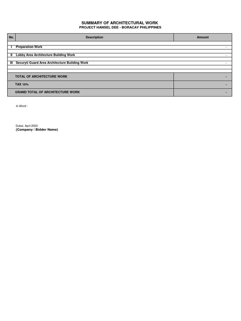BoQ Architecture HS6 - Lobby - 1reception | PDF | Door | Window