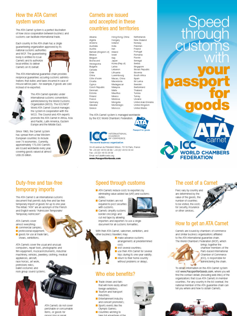 ICC World Customs Federation ATA Carnet Leaflet | PDF | International Law