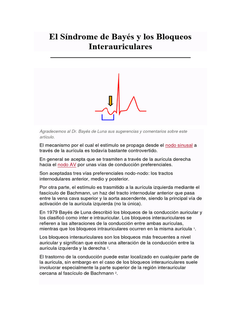 El Síndrome de Bayés y Los Bloqueos Interauriculares | PDF ...