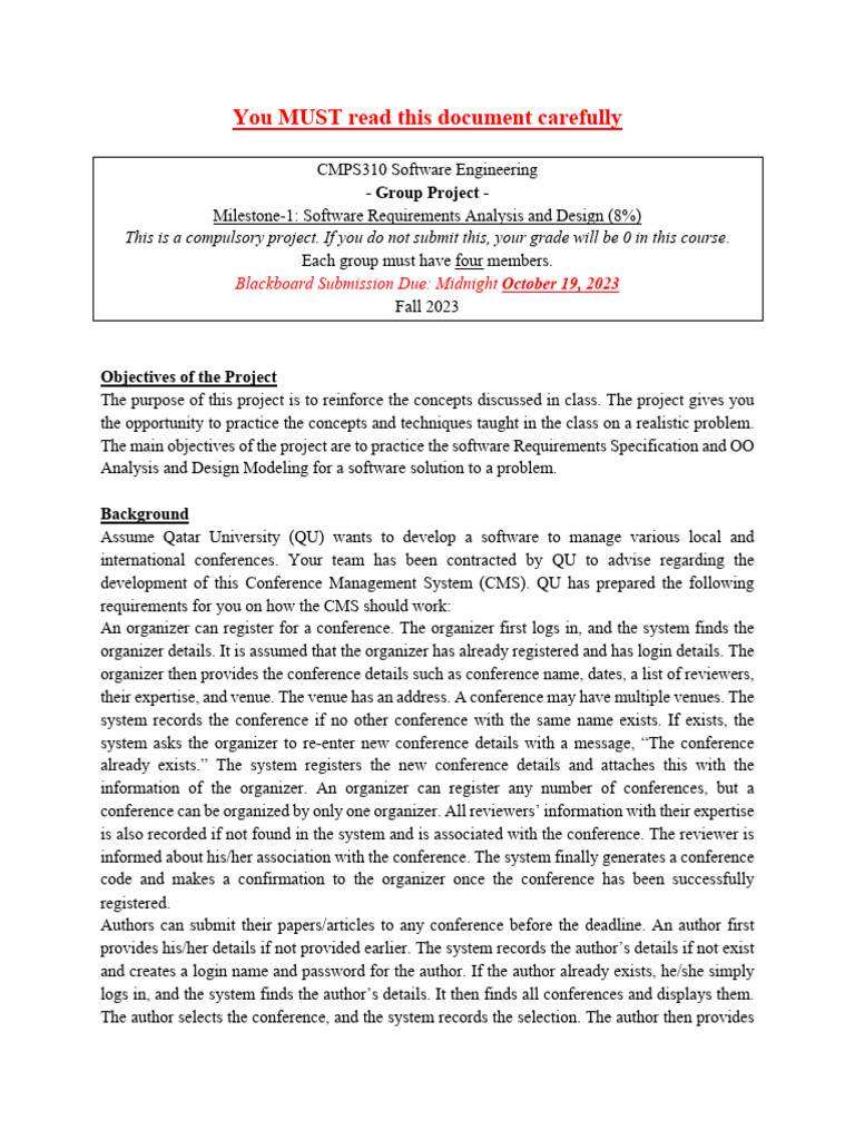 CMS Project Requirements Overview | PDF | Use Case | Class (Computer ...