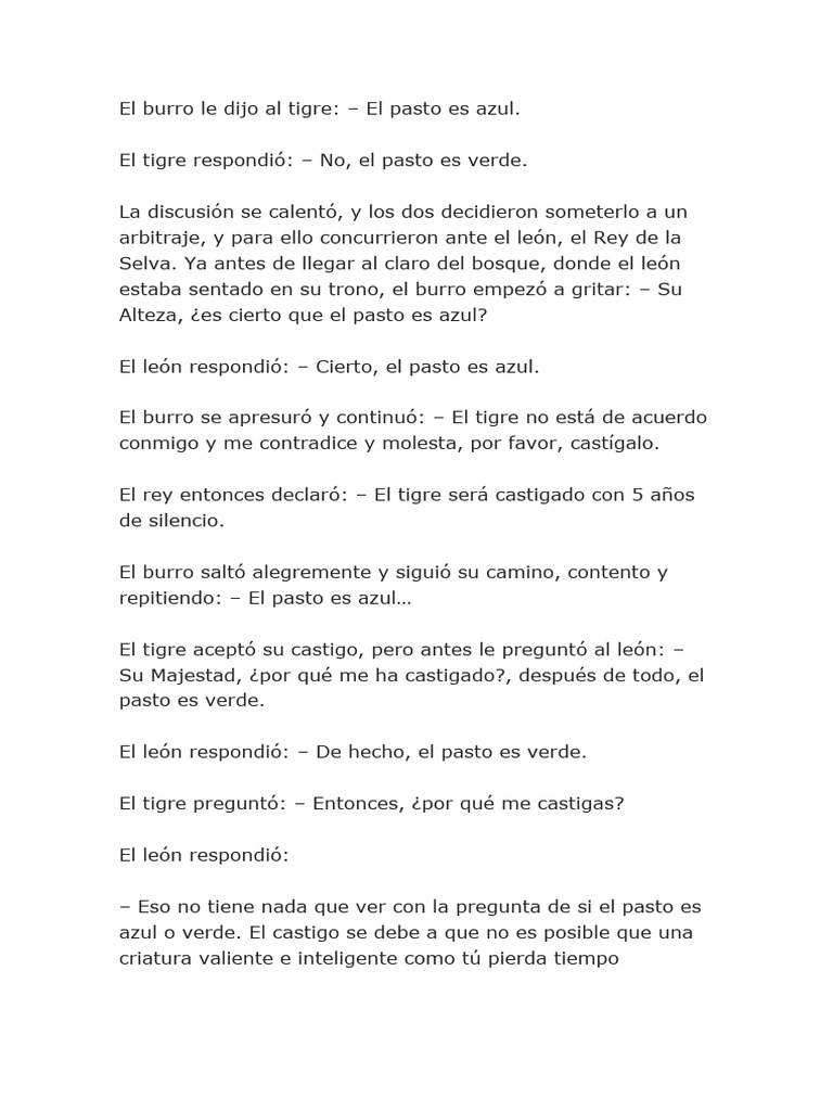 El Burro Le Dijo Al Tigre | PDF