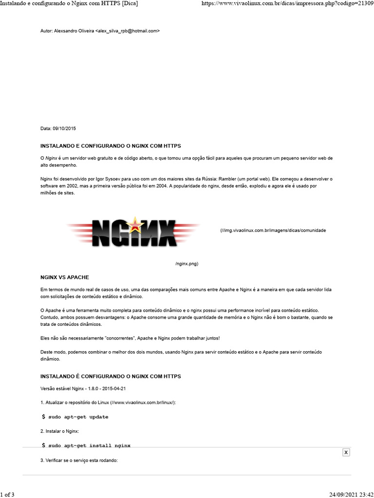 Guia de Instalação do Nginx com HTTPS | PDF | Servidor HTTP Apache ...