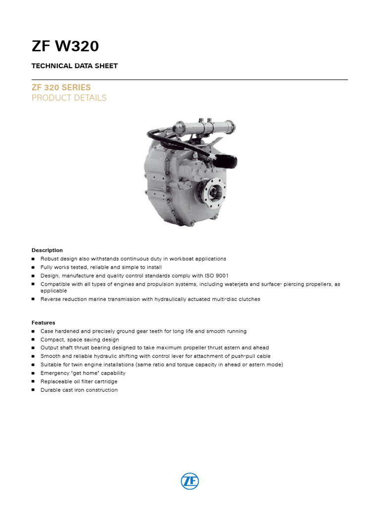 ZF 320 Series: Product Details | PDF | Horsepower | Engines