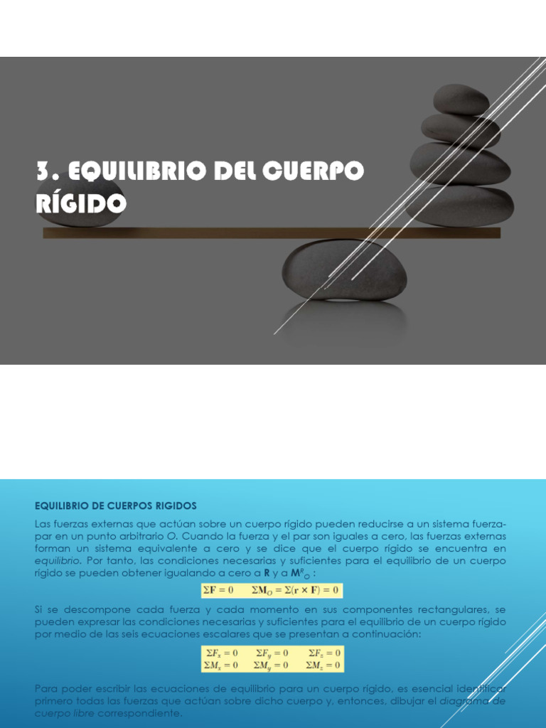 Equilibrio Del Cuerpo Rigido | PDF | Fuerza | Ecuaciones